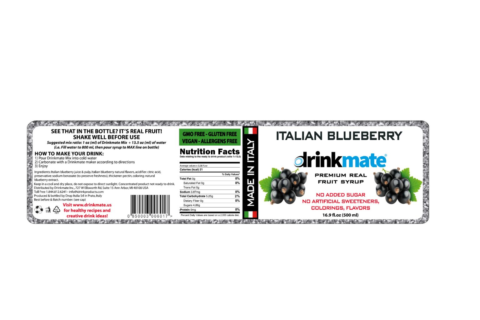 Blueberry Premium Italian Syrup – Aqualine – Drinkmate