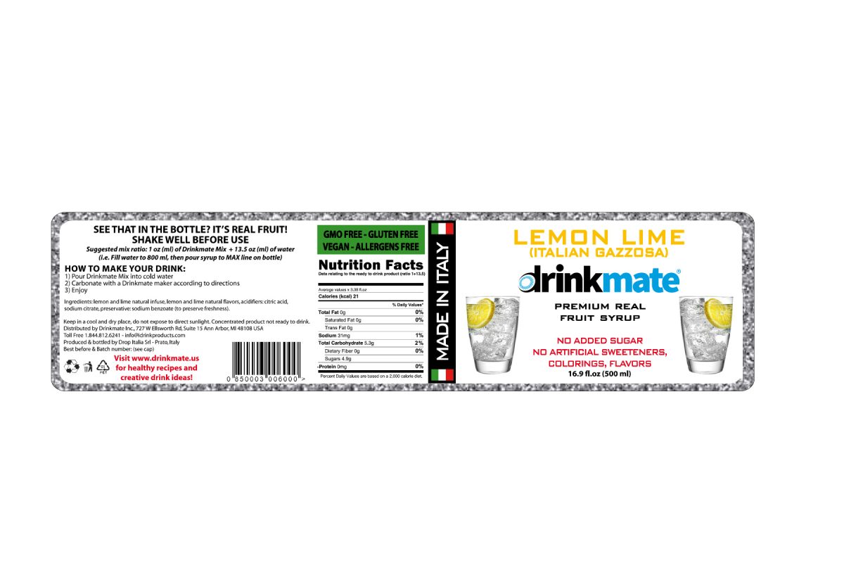 Lemon Lime Premium Italian Syrup – Drinkmate – Aqualine – Drinkmate